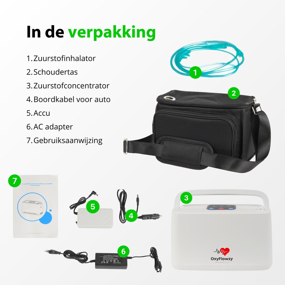 OxyFlowzy® Draagbare Mini Zuurstofconcentrator - Extra Accu - Zuurstof Apparaat... | bol