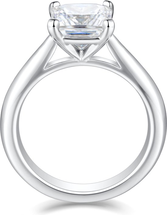 Iris - Platinum Princess Solitair Moissanite Ring - 3.1 karaat | bol Iris - Platinum Princess Solitair Moissanite Ring - 3.1 karaat | bol