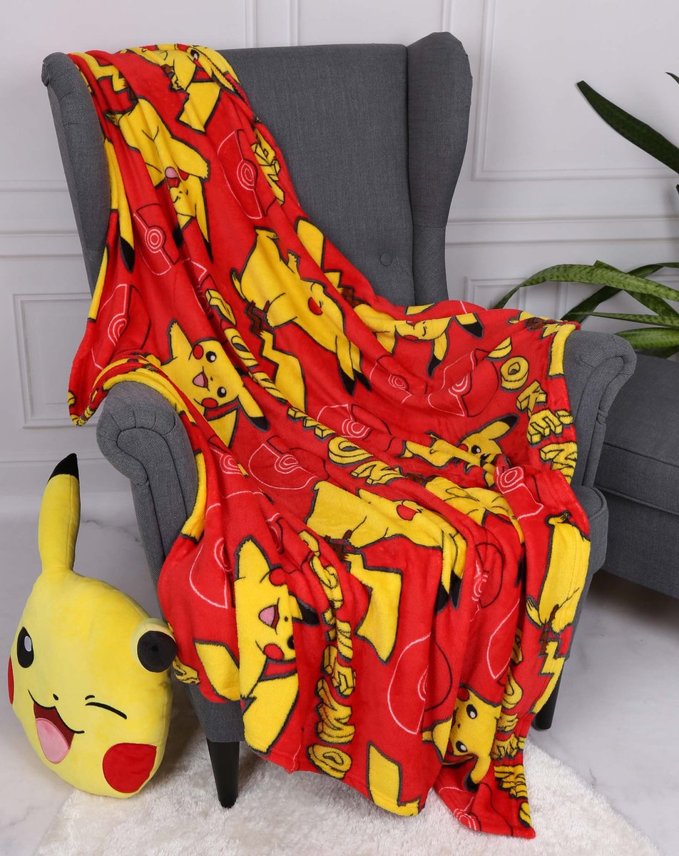 Pokémon Pikachu Rode deken/sprei 120x150 cm OEKO-TEX | bol