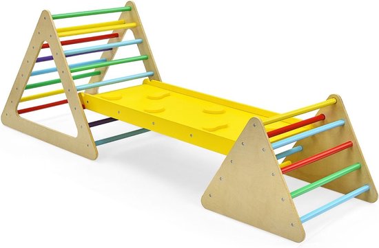 Coast 3-in-1 Houten Klimrek Klimdriehoek & Ladder & Glijbaan ...