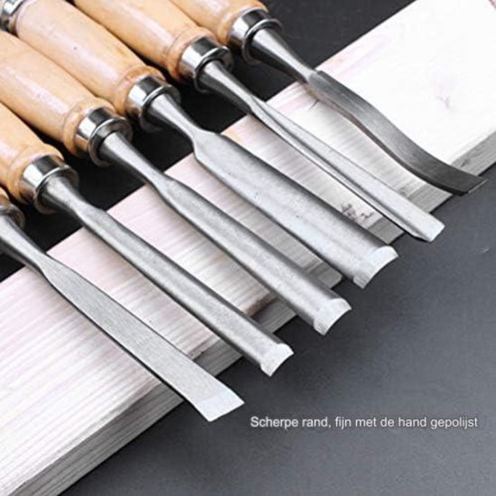 Houtsnijset - Houtsnijden - Houtsnijmes - Lepelmes - 14-Delige Beitels ...