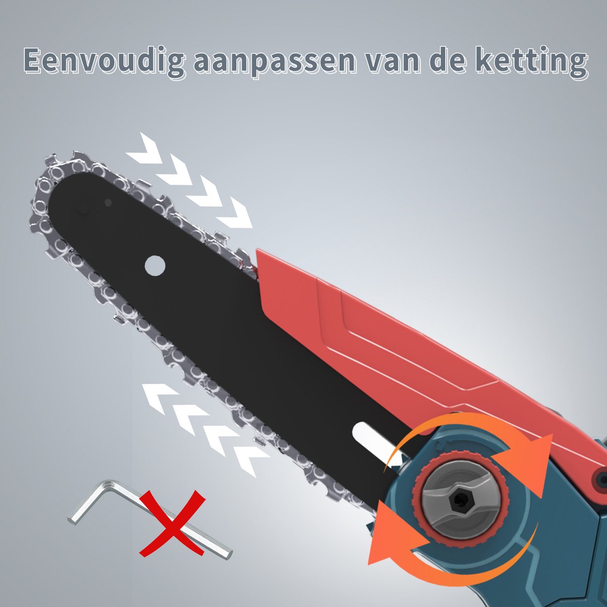 Mini kettingzaag op accu - Zaagbladlengte 15cm - 2 accu's van 2000 mAh ...