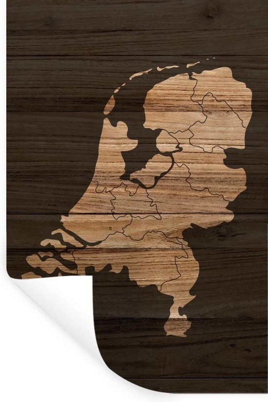Muurstickers - Sticker Folie - Landkaart - Nederland - Hout - 40x60 cm ...