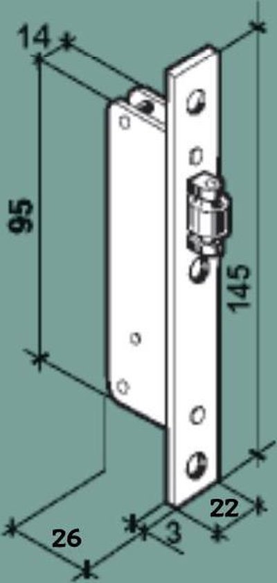 Rolslot met smalle verzinkte kast, maat 95x26mm. Voorplaat vernikkelt ...
