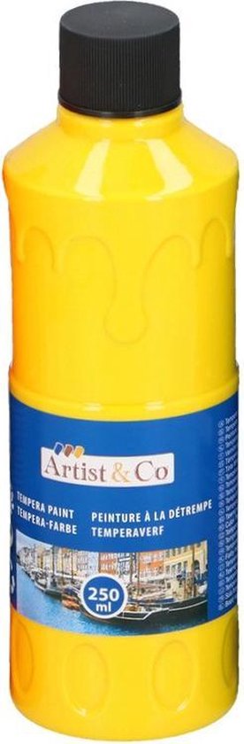 1x Hobby/knutsel acrylverf / temperaverf - Geel - Fles 250 ml - Gele ...