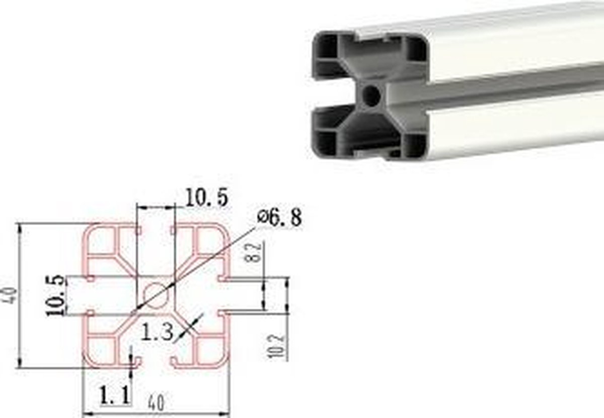4040 Aluminium Profiel Extrusion TDT4040H 45cm | bol
