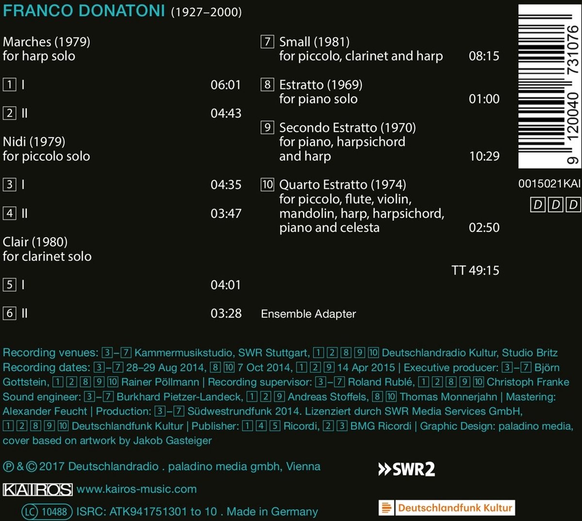 Ensemble Adapter & Aaron Dan & Chatschatur Kanajan - Franco Donatoni ...