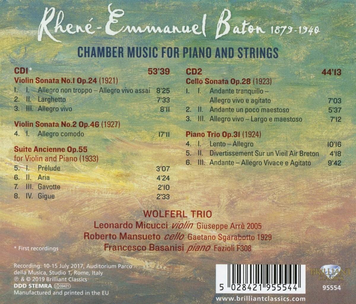 Leonardo Micucci - Rhene-Baton: Chamber Music For Piano And Strings (CD ...