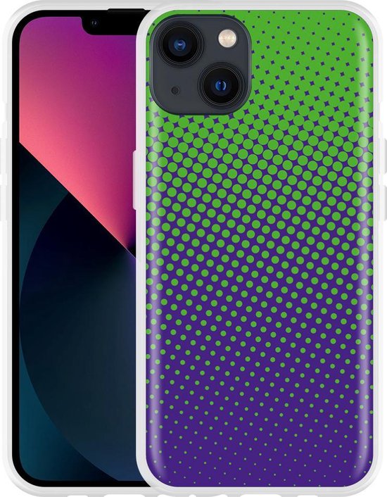 Cazy Hoesje geschikt voor iPhone 13 - Lime Paarse Cirkels | bol