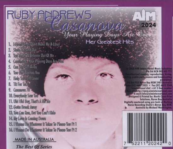 Ruby Andrews - Casanova (CD), Ruby Andrews | CD (album) | Muziek | bol
