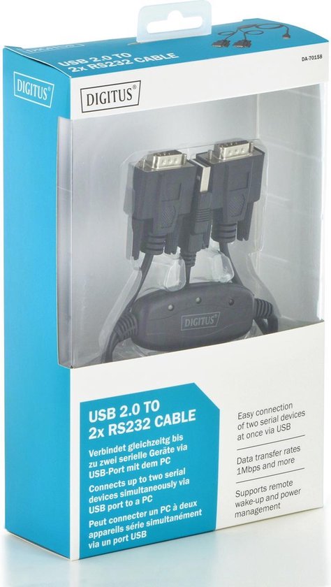 Digitus USB 1.1, Serieel Adapter [1x USB-A 2.0 stekker - 2x D-sub ...