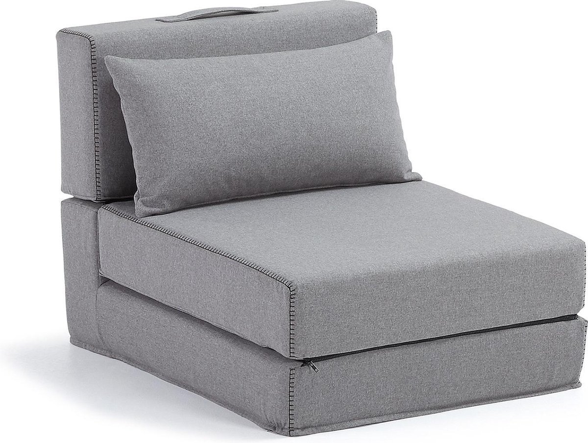 Kave Home - Arty poefbed in lichtgrijs 70 x 89 (200) cm | bol.com