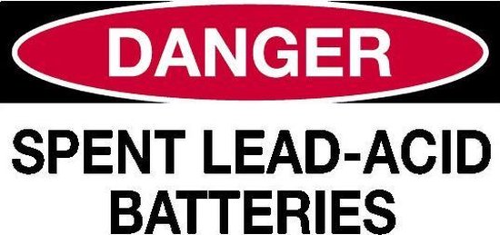 Sticker 'Danger: Spent lead-acid batteries' 200 x 100 mm | bol.com