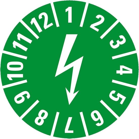 Elektrische keuringssticker, groen, 15 mm, 60 per kaart | bol.com