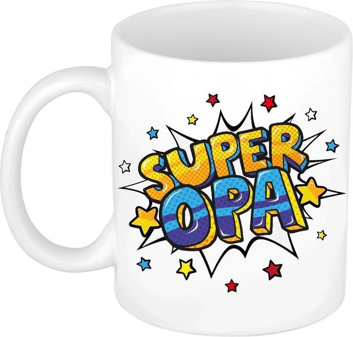 Super opa cadeau koffiemok / theebeker wit met sterren - 300 ml - keramiek - cadeau /... | bol.com
