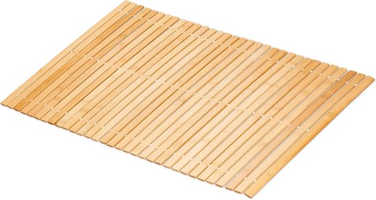 Oprolbare badmat van bamboe 80 x 50 cm - Antislip douchemat voor ...