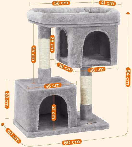Krabpaal met Sisal-Covered Krabpalen en 2 Pluche Condos voor Katten ...