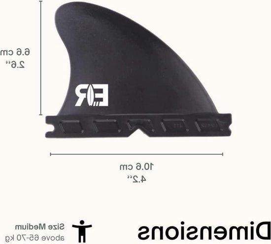 Rapid River Surfing Finne Surfboard Zwart Medium - 26 Inch Gemaakt in ...