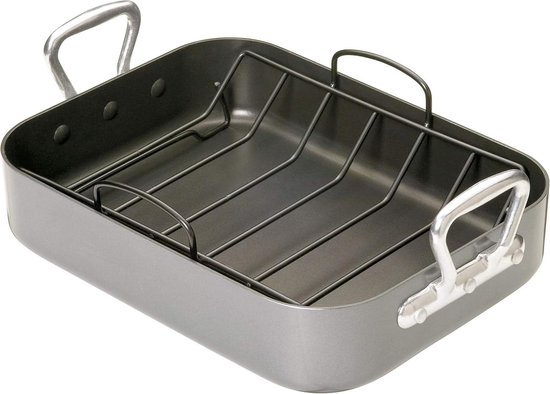 Diepe braadslee met rek - Teflon Xtra antiaanbaklaag - 40 x 28 cm ...