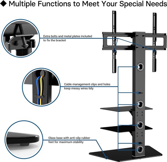 LCD/LED TV staander televisietafel staander glazen staander houder in ...