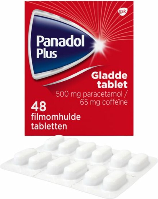 Panadol Plus Gladde Tablet 500mg - 1 x 48 tabletten | bol