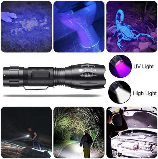UV zaklamp 2 in 1 395nm ultraviolette - 2 stuks blacklight zaklampen ...