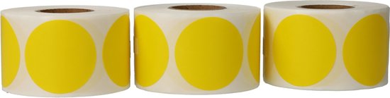 3x 500 Etiketten Rond Geel Stickers 35 mm op Rol - Label Blanco ...