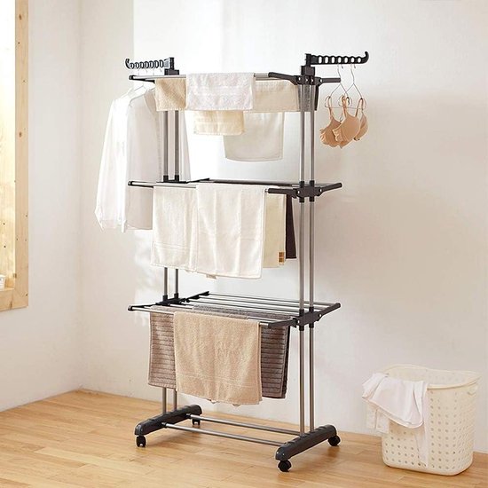 3 lagen inklapbaar droogrek wasrek tower wasdroger van RVS en kunststof ...