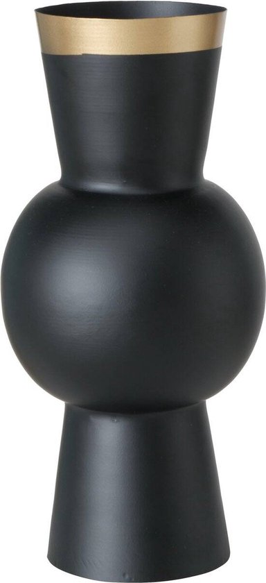 Zwarte vaas VARNJO met gouden versiering, 30 cm | bol