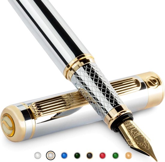 Zilveren Chrome Vulpen Prachtige Luxe Pen met 24K Gold Finish Schmidt ...