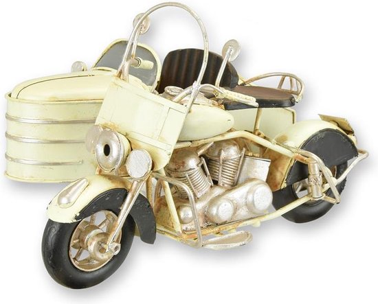 EEN TINNEN MODEL VAN EEN MOTORFIETS MET ZIJSPAN | bol