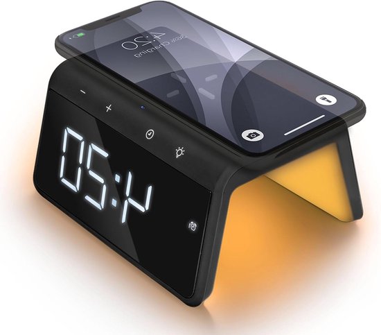 Digitale wekker met Wake Up Light - Dimbare LED-display - Zwart - 140 x ...