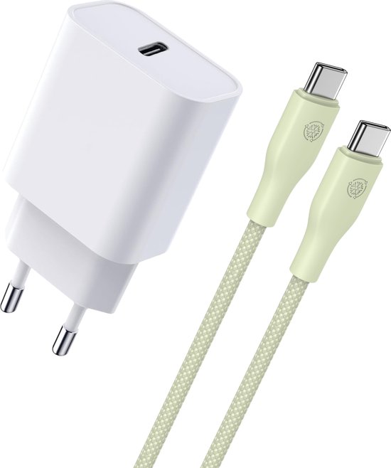 20W USB-C Adapter met USB C naar USB C Kabel Groen - 1 Meter ...