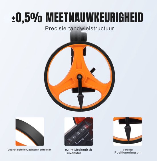 Meetwiel - 0-3km Precisie - Snelheidsmeter met Telescoopstang - ABS ...