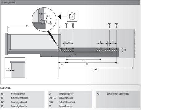 Hettich Quadro V6 Ladegeleider - 280mm - 30kg - Volledig uittrekbaar ...