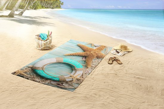 Good Morning Strandlaken "maritiem" - Aqua - (100x180 cm) - Microfiber ...