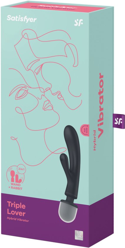Satisfyer - Triple Lover - 2-in-1 Wand en Rabbit Vibrator - Zwart | bol
