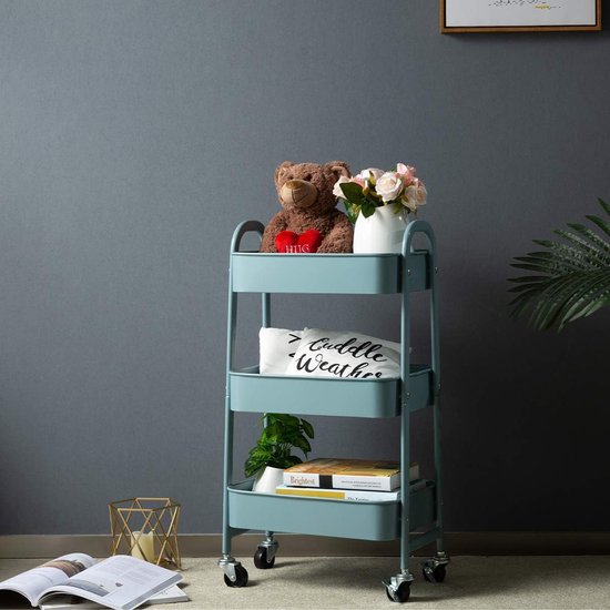 Opbergtafel met Wielen - Ruimtebesparende Roltafel voor Keuken ...