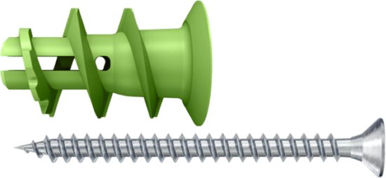 Fischer gipsplaatplug met schroef GK Green S - Max 8 kg - 5 stuks | bol