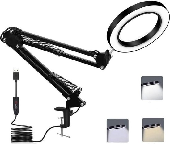 5 x groot vergrootglas met ledverlichting - 3 kleurmodi - USB ...