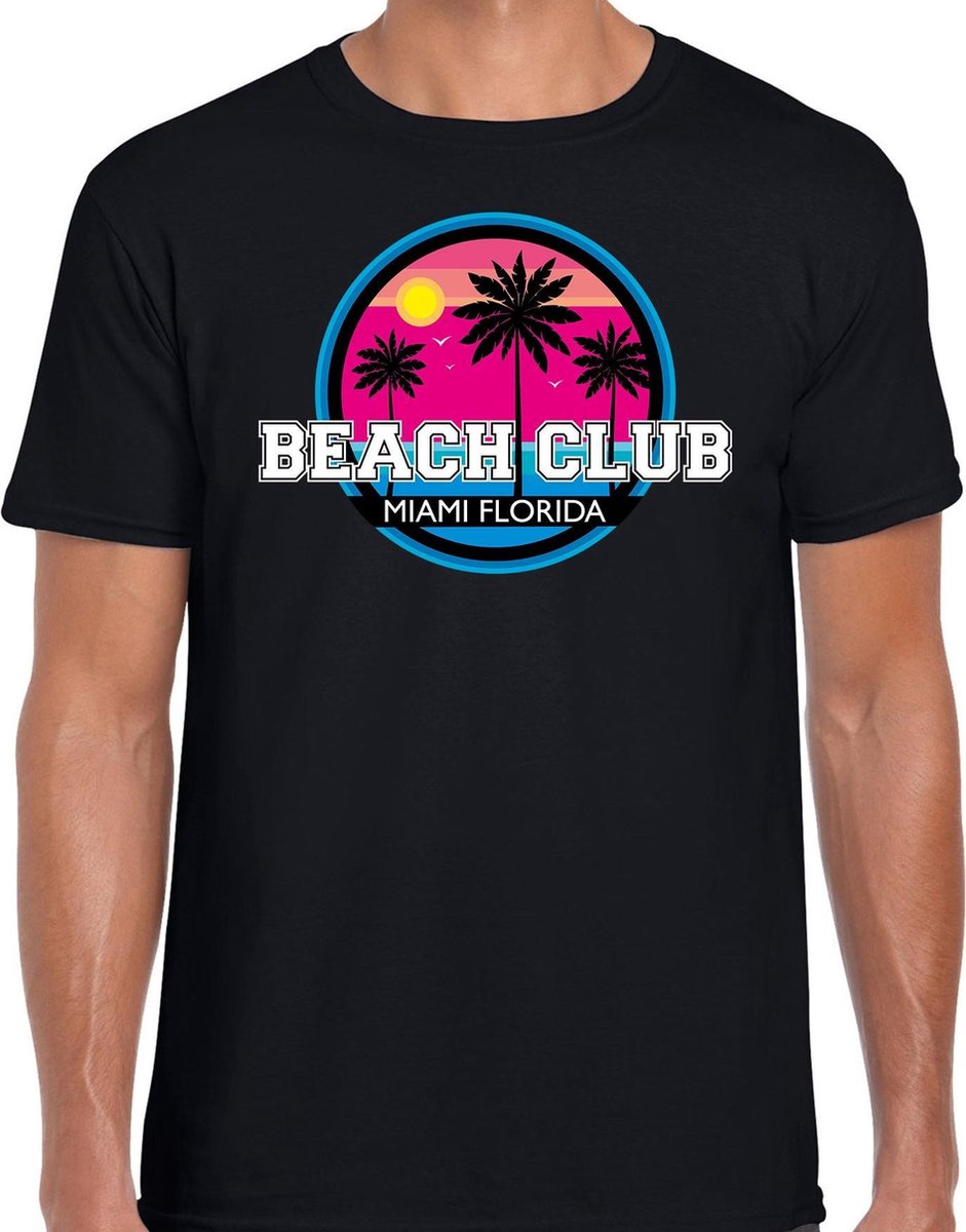 Beach club zomer t-shirt / shirt Beach club Miami Florida zwart voor ...
