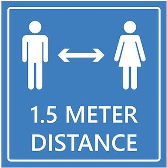 Raamsticker advies 1.5 meter distance - blauw | bol.com