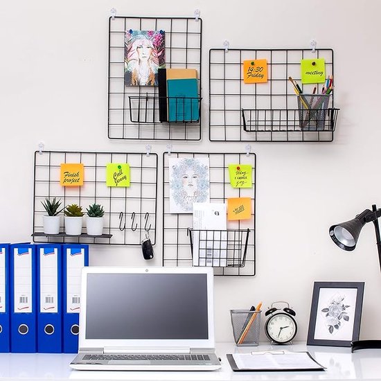 2 Pack Wandrek | Fotorek | Memobord Metaal | Industrieel, Zwart ...