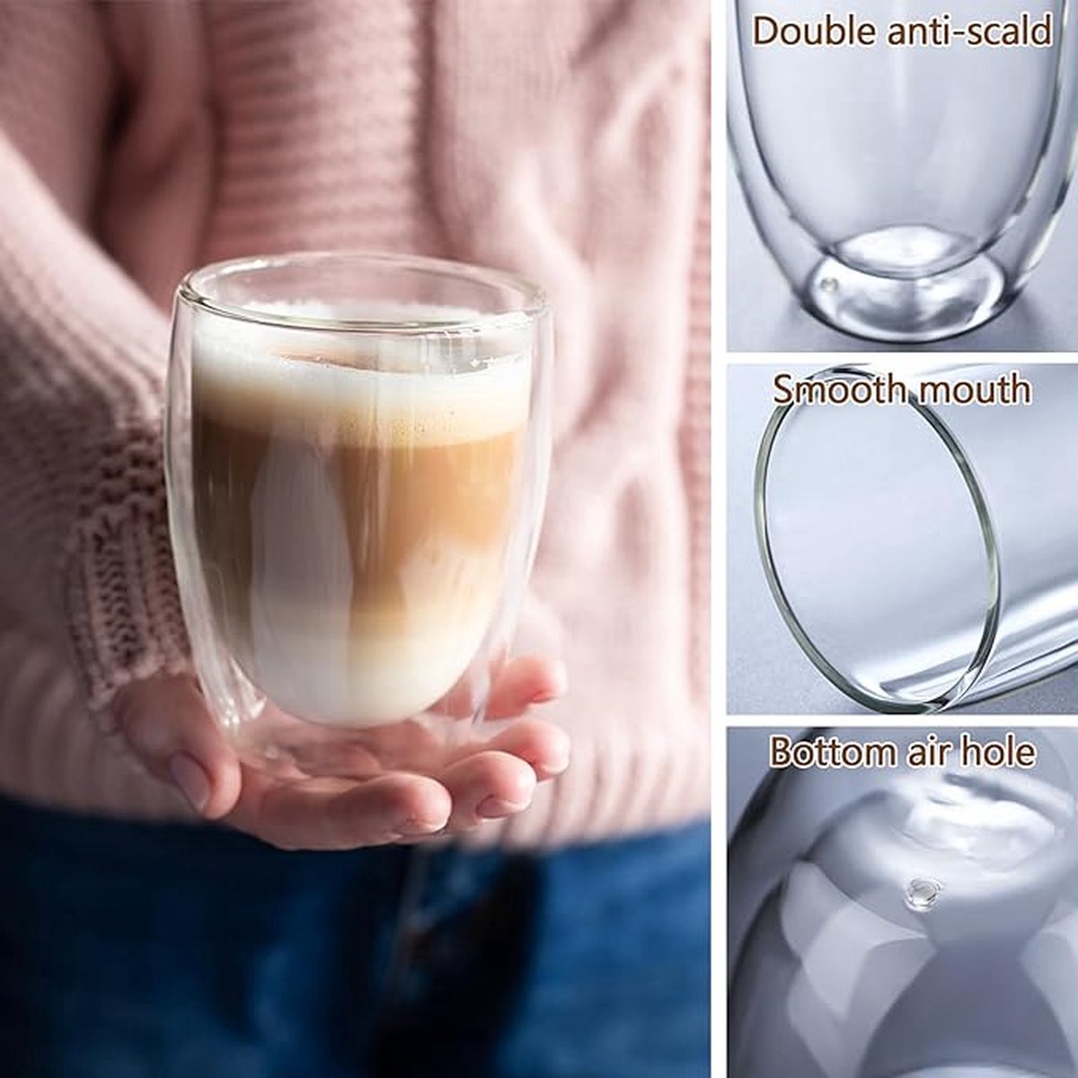 6 pièces Verres à latte macchiato - verres à double paroi - tasses à ...