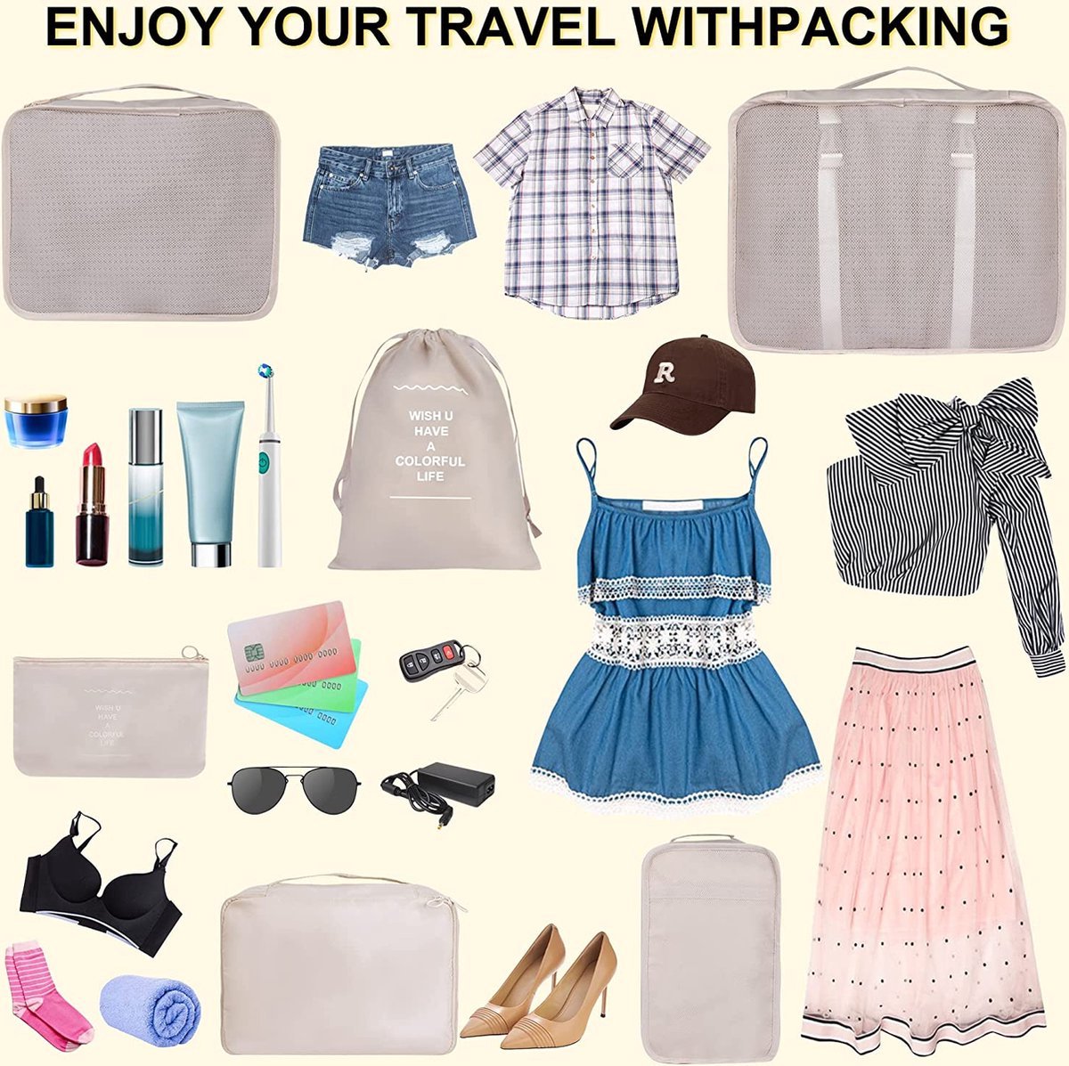 Packing Cubes Set Kleding Organizer Voor Reis Koffer Opbergzakken Voor ...