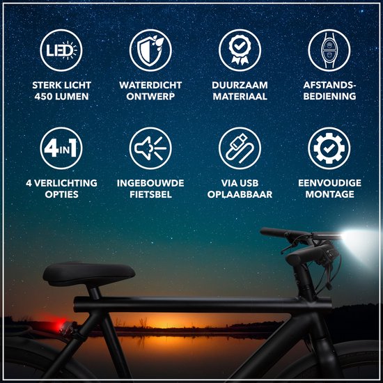 SANO LED Fietsverlichting Set - USB Oplaadbare Fietslampen Voor en ...