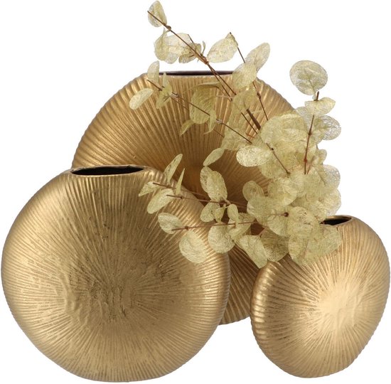 DK Design Bloemenvaas Nordic design model plat - goud - 23 x 7 cm - moderne vaas | bol