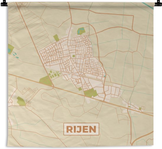 Wandkleed - Wanddoek - Rijen - Kaart - Vintage - Plattegrond ...