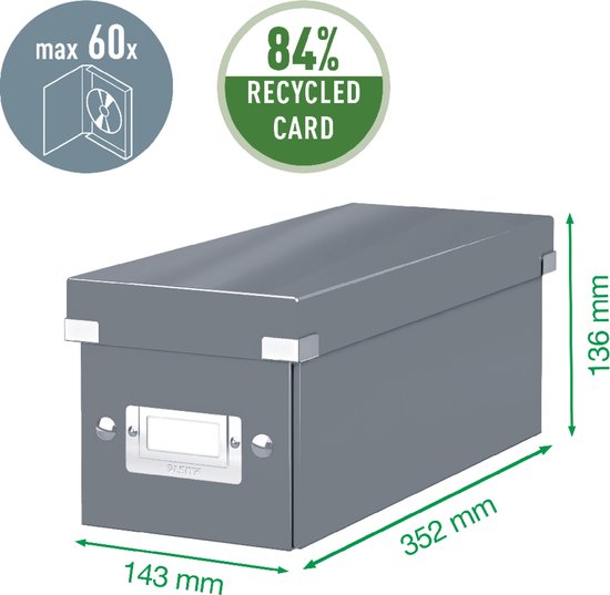 Leitz WOW Click & Store Opbergdoos met Deksel voor CD's - Kartonnen ...