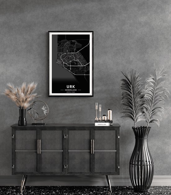 Urk Poster Zwart | Urk Map | Kaart van Urk | Stadposter | 51x71cm | B2 ...